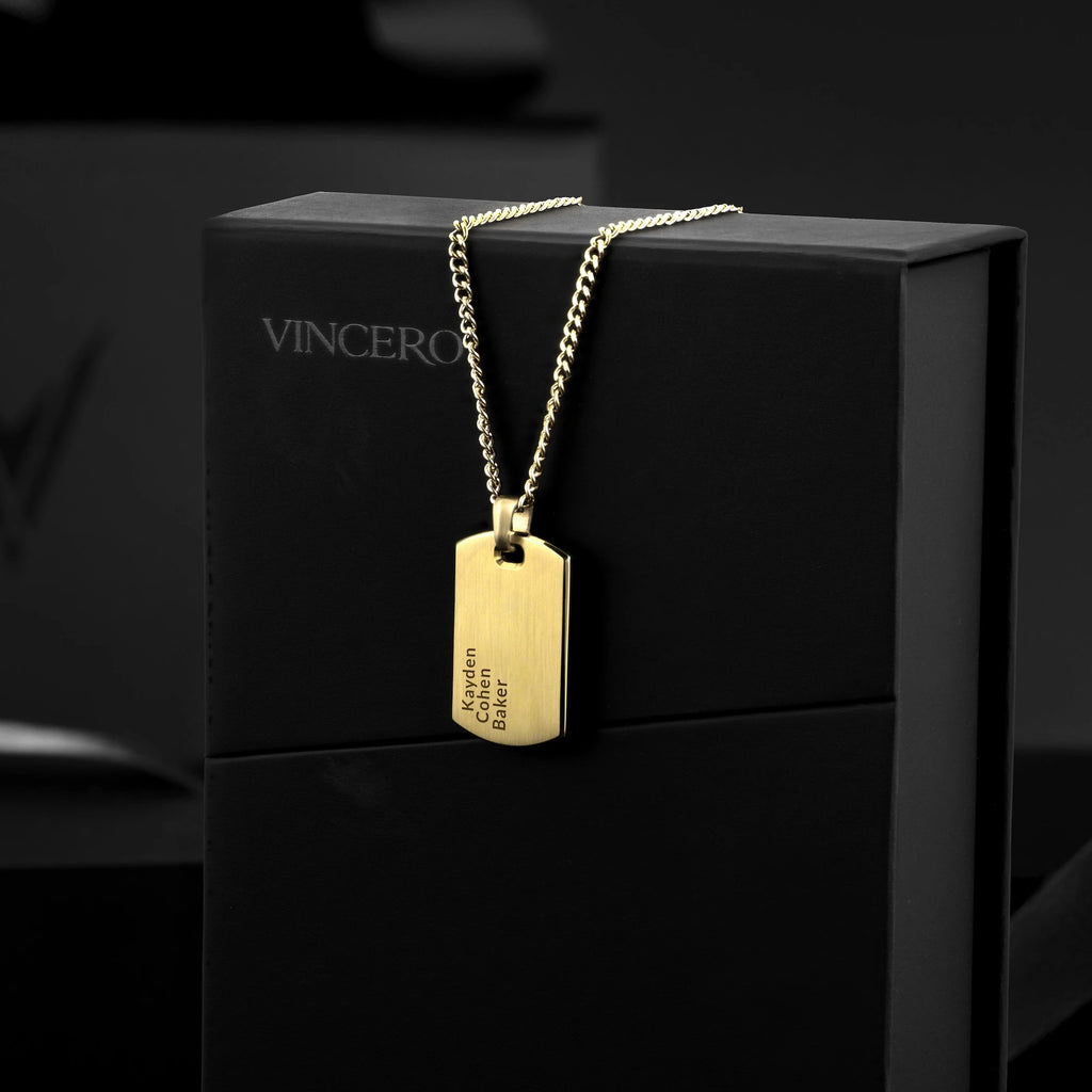 Beveled Tag Pendant - 14K Gold | Vincero & Vincero Collective