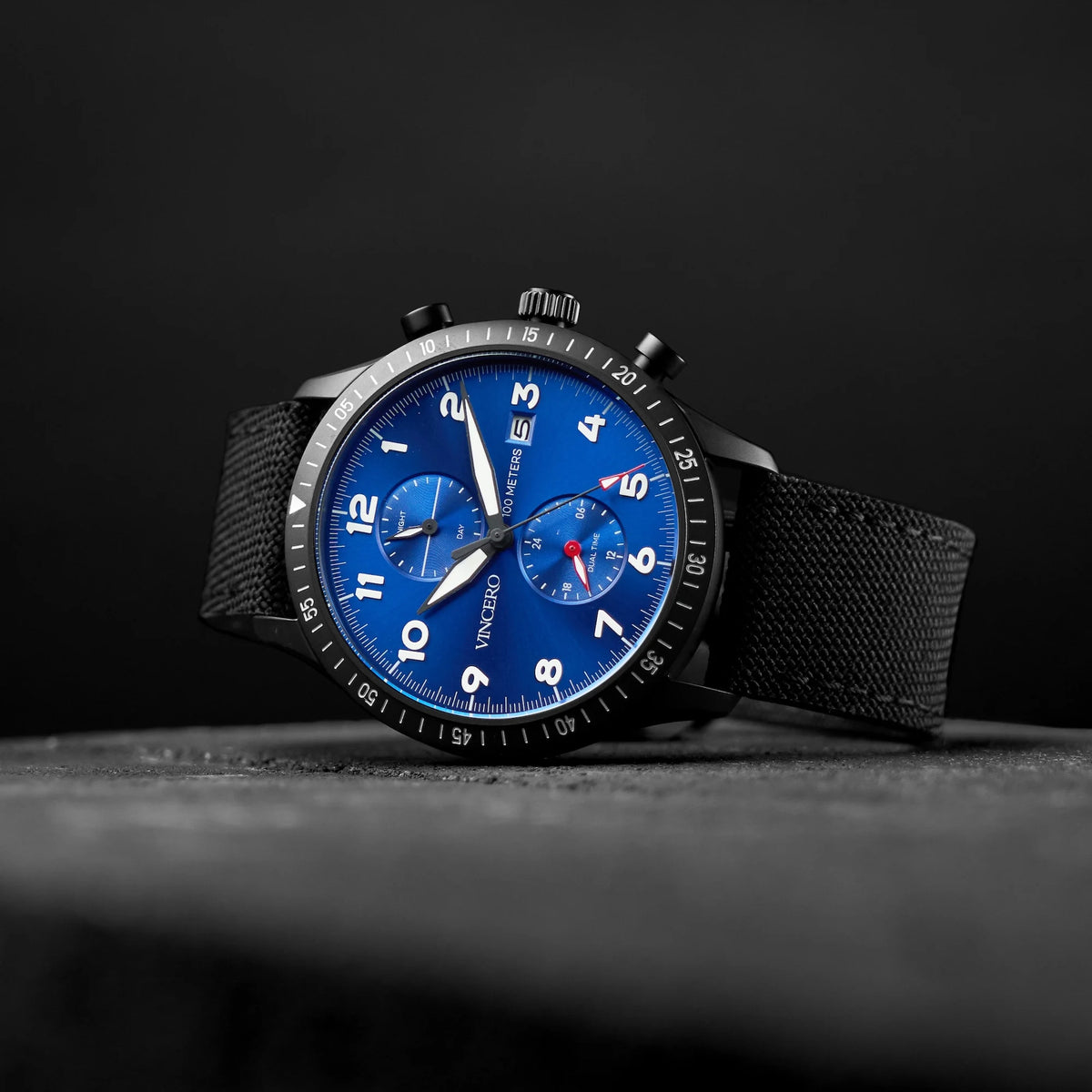Men's Pilot Watch - Matte Black/Cobalt | Vincero Collective
