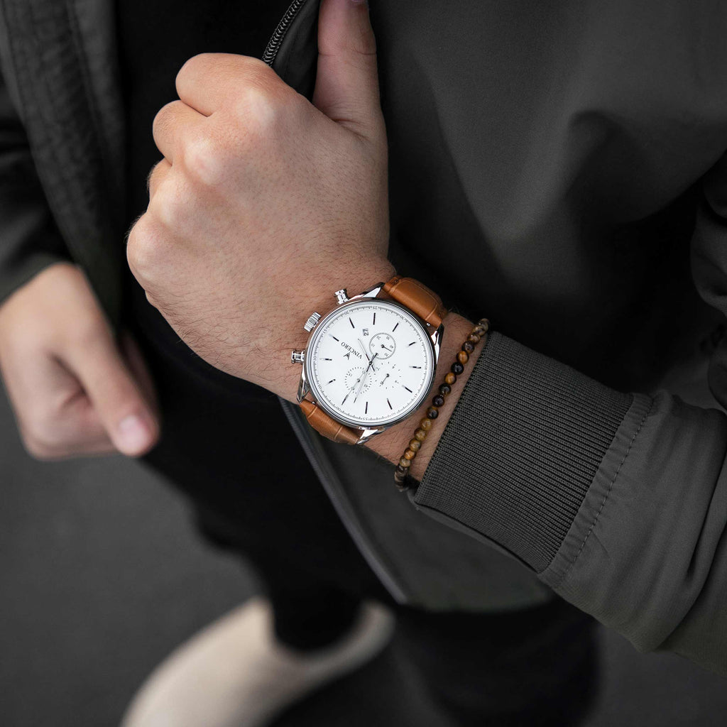 Men’s Chronograph - Silver/Tan | Vincero Collective